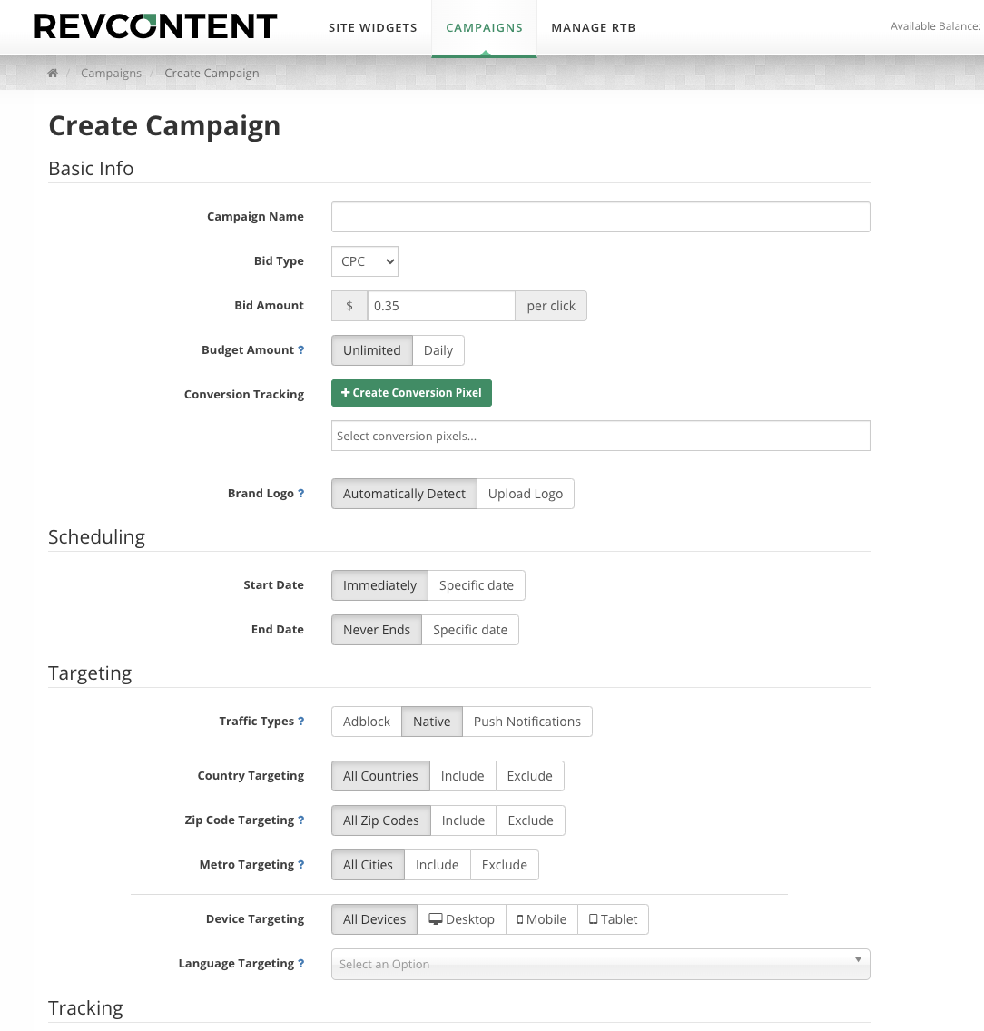 Creating a New Campaign